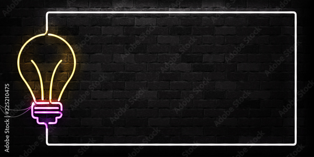 Vector realistic isolated neon sign of Bulb frame logo for decoration ...