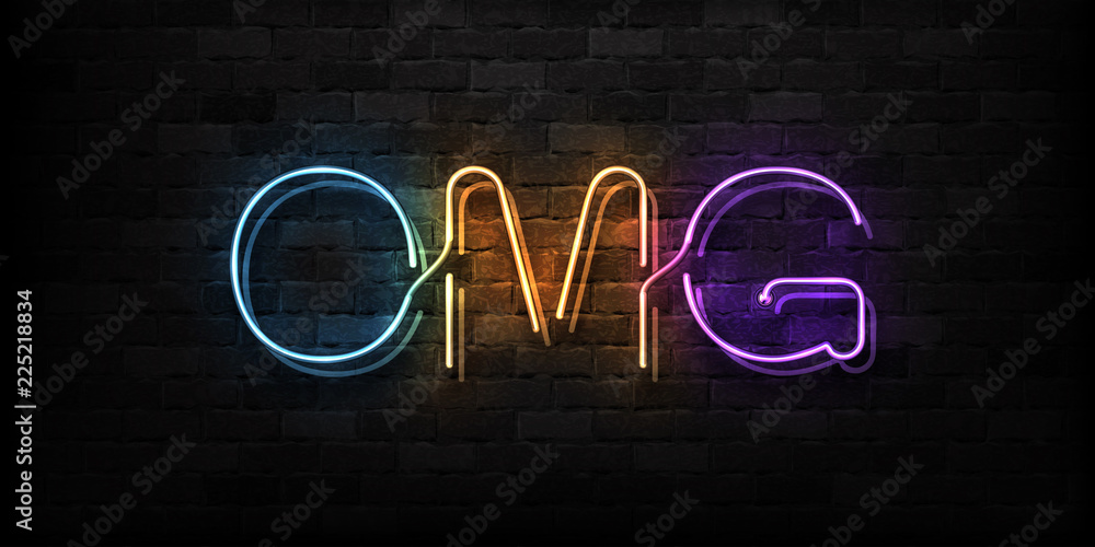 Vector realistic isolated neon sign of OMG logo for decoration and ...