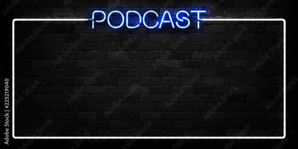 Vecteur Stock Vector realistic isolated neon sign of Podcast frame logo ...