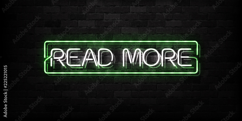 Vector realistic isolated neon sign of Read More button logo for ...