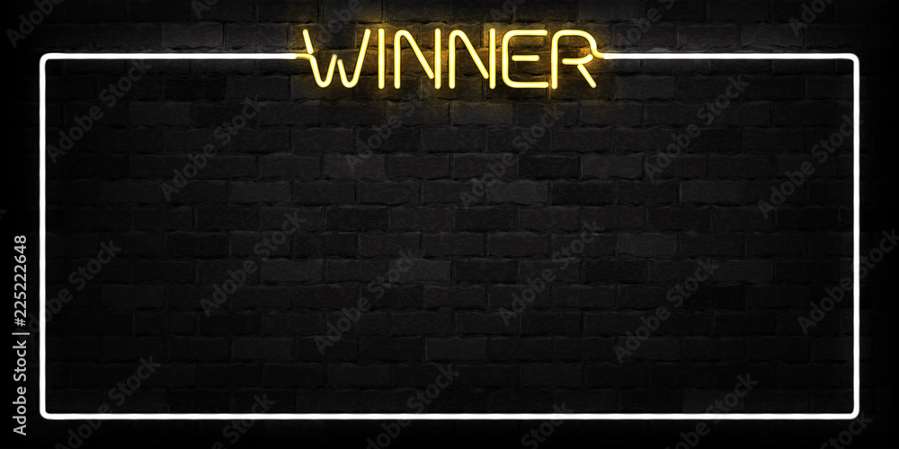 Vector realistic isolated neon sign of Winner frame logo for decoration ...