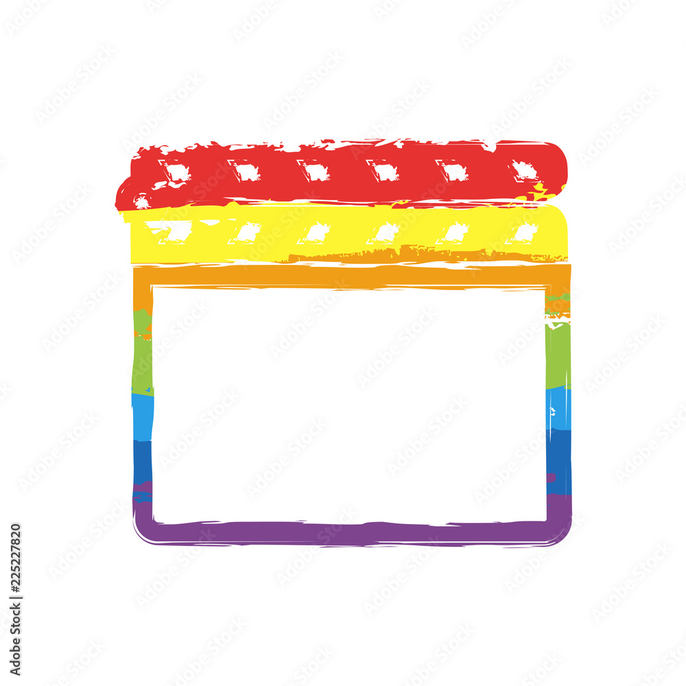 Film clap board cinema close icon. Drawing sign with LGBT style, seven ...