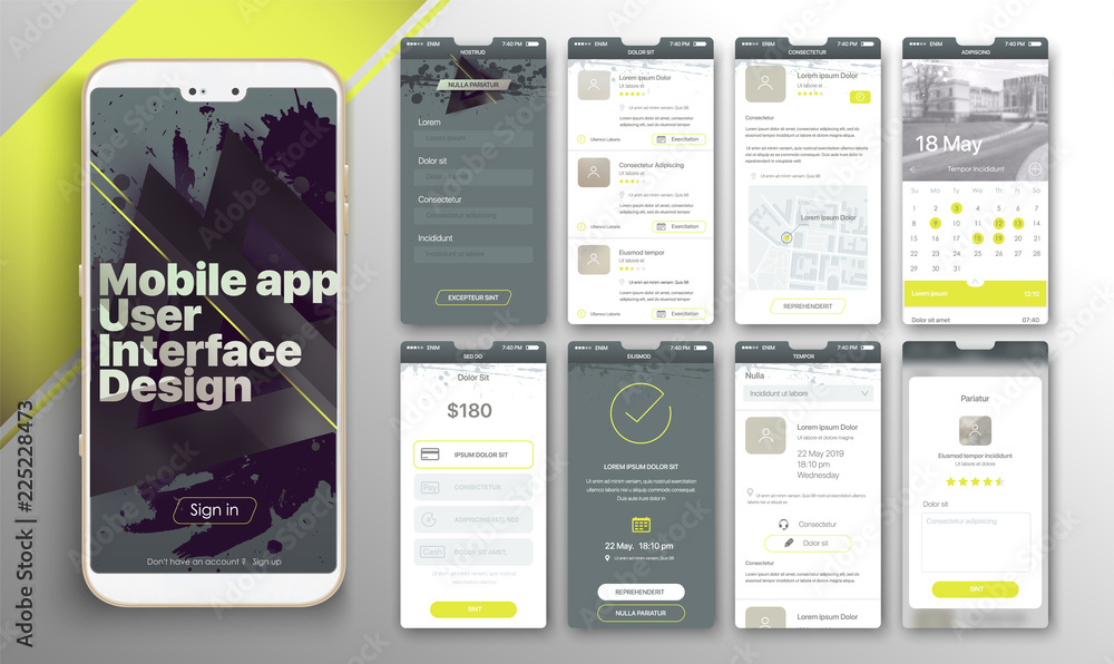 Vecteur Stock Design Of The Mobile Application Ui Ux A Set Of Gui