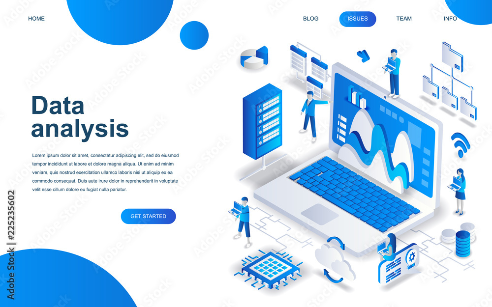 Modern isometric design concept of Big Data Analysis for website and ...