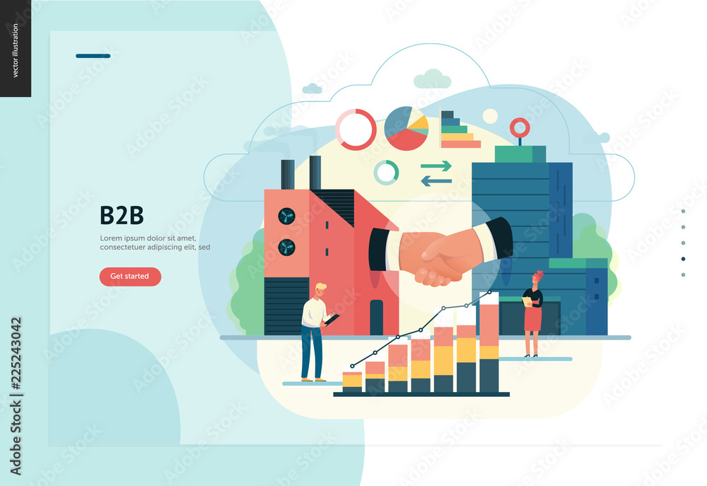 Business series, color 1 - b2b. business to business - modern flat ...