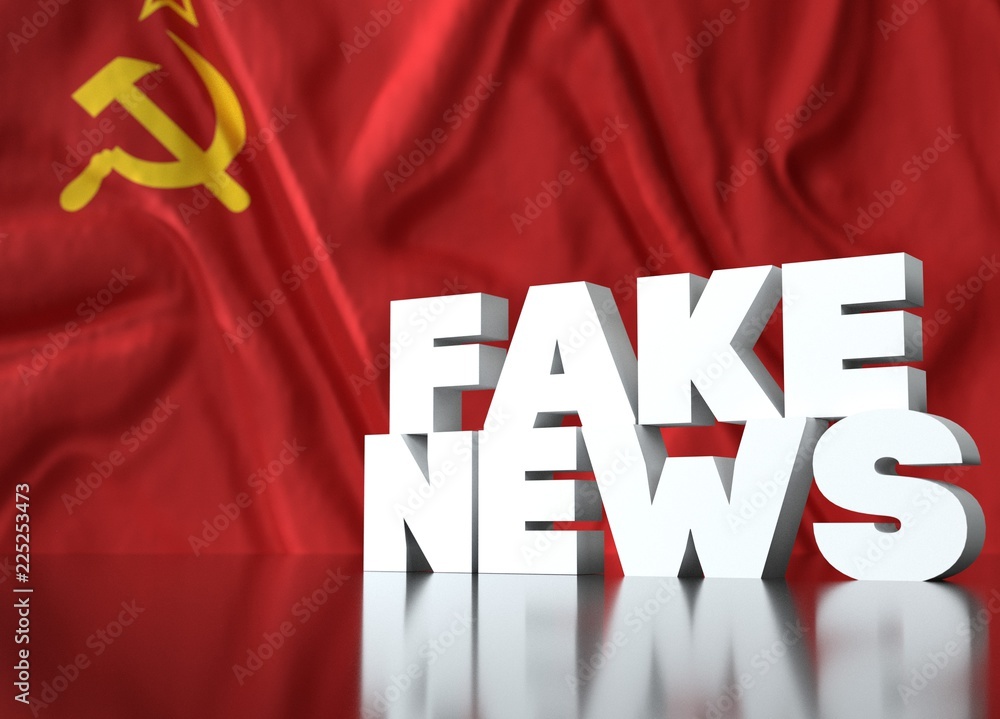3d render, fake news lettering in front of Realistic Wavy Flag of the ...