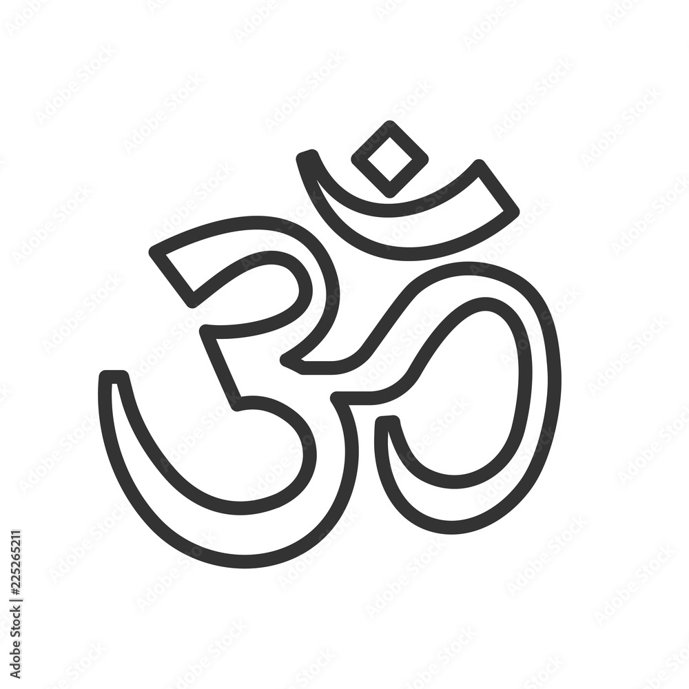 Om symbol thin line icon. Vector calligraphic illustration. Yoga hindu ...