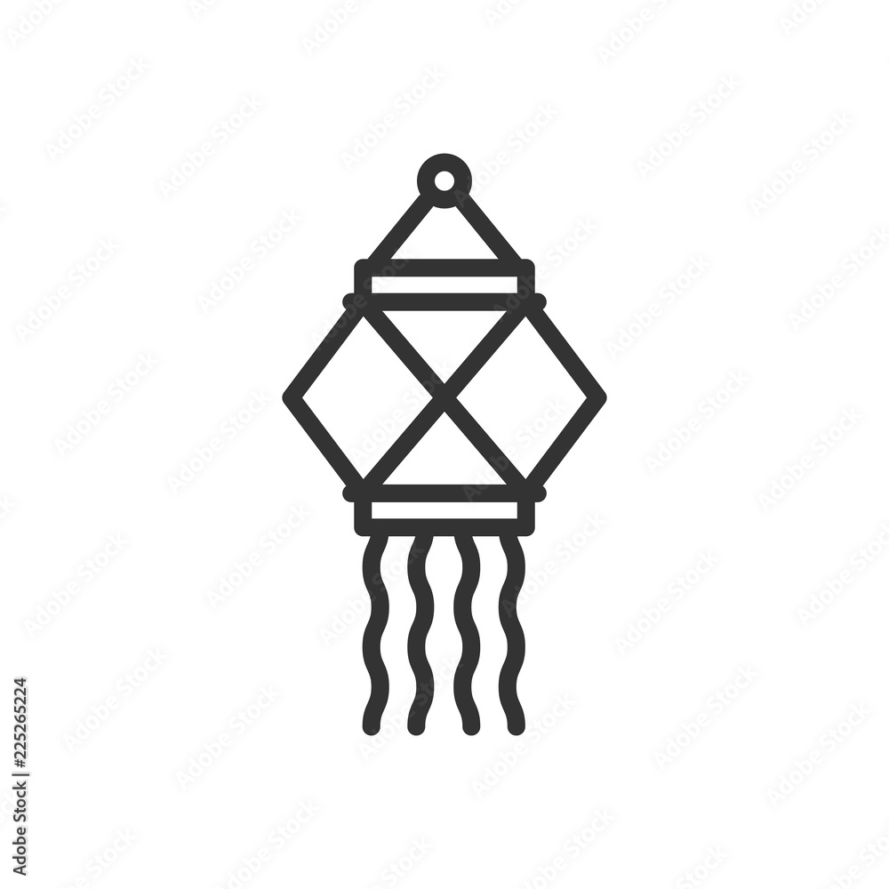 Indian festival Diwali hanging lamp (kandil). Vector thin line icon ...