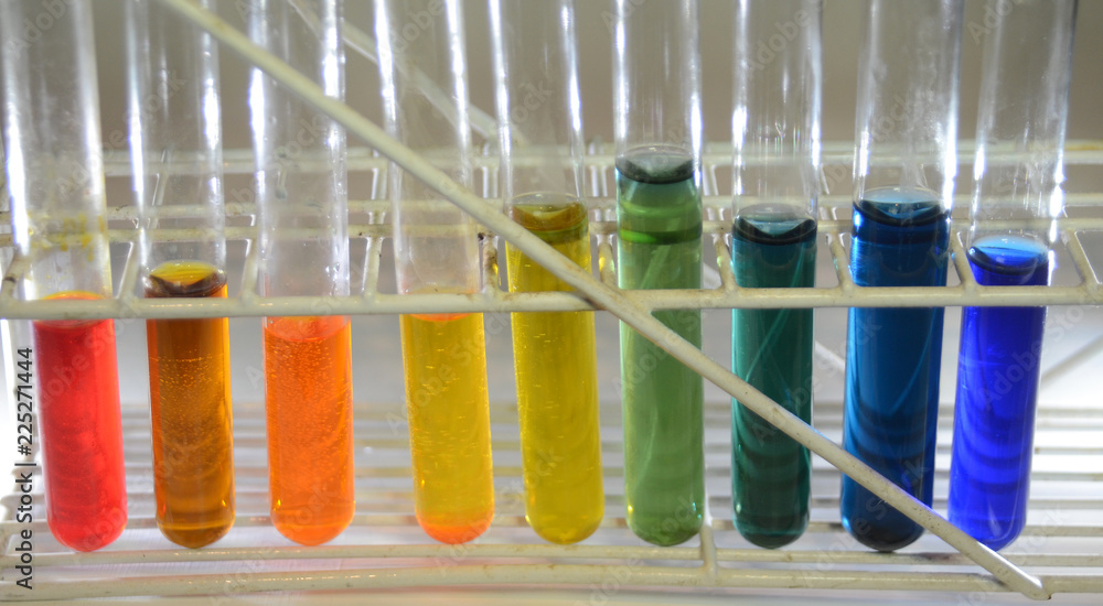 Different states of Bromothymol blue, from left red for strong acid ...