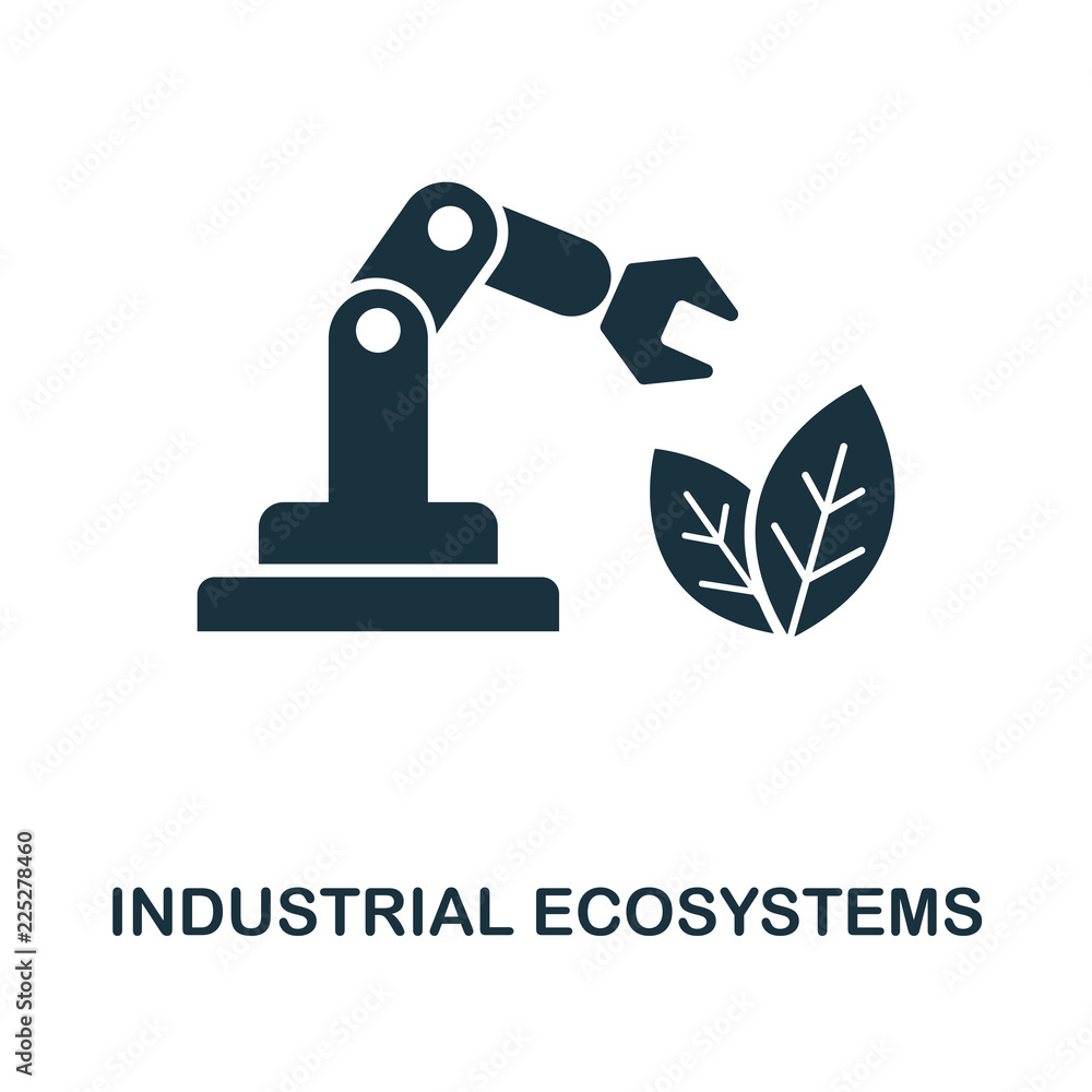 Industrial Ecosystems icon. Monochrome style design from industry 4.0 ...