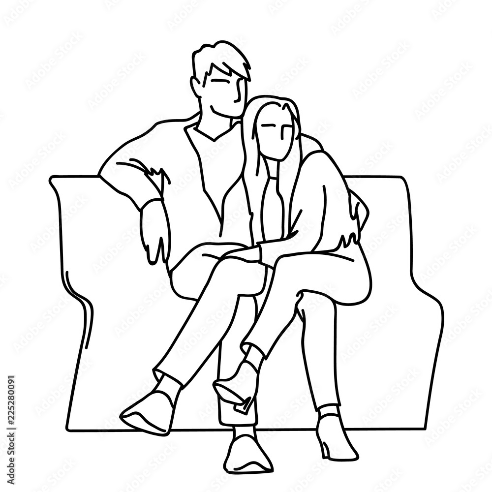 Sketches Of People Sitting On A Bench