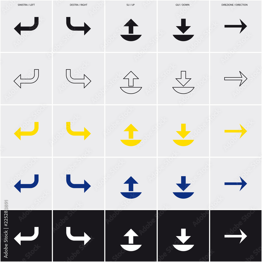 Set di cinque simboli (freccia) con variante colore Stock Vector ...