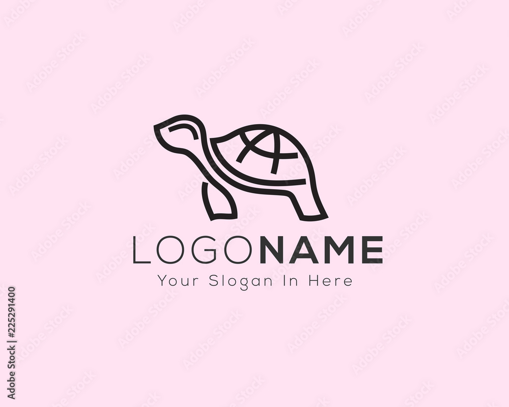 Stand Line Art Turtle logo, Stand line art Tortoise logo Stock Vector ...