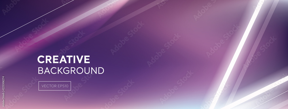 Modern abstract vivid sparkling laser light beams on purple banner ...