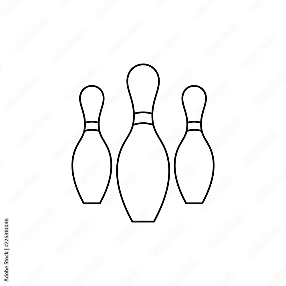Bowling pins icon in outline style vector illustration for design and ...