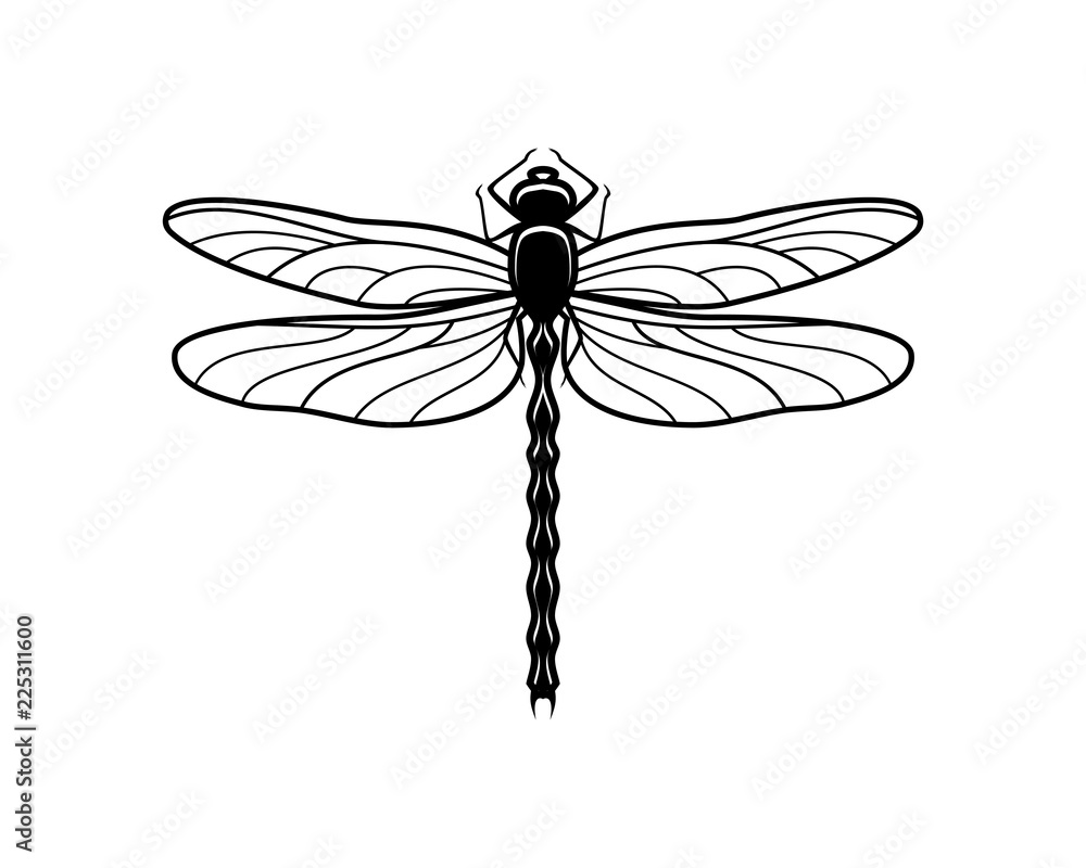 Black Dragonfly Sign Symbol Icon Logo Vector Stock Vector | Adobe Stock