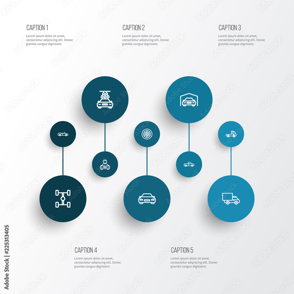 Car icons line style set with carwash, truck, wheelbase and other lorry ...