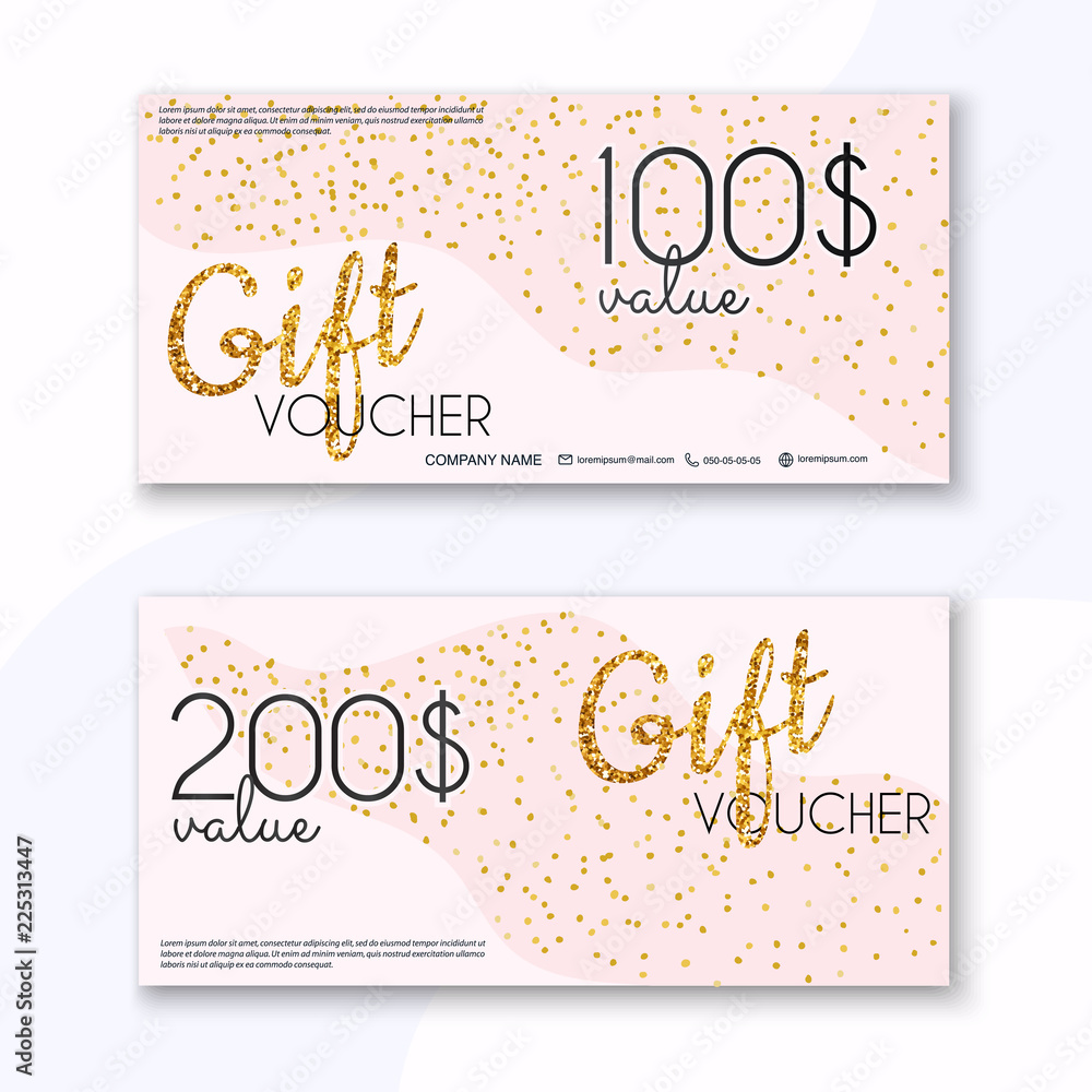 Voucher template with color gift box,certificate. Background design ...