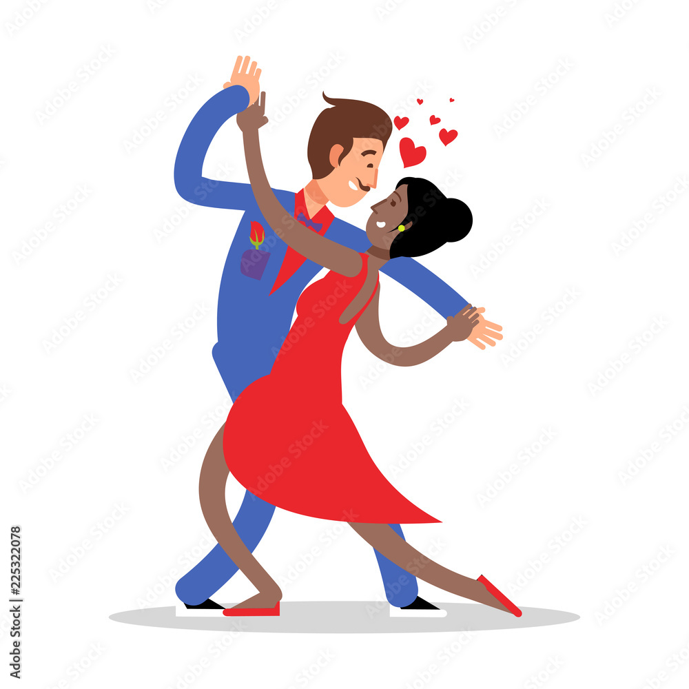 Cartoon character couple dancing vector illustration isolated on white ...