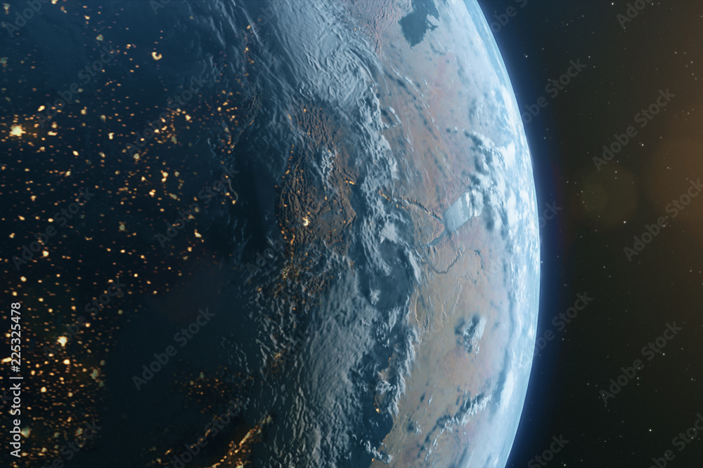 Ultra Realistic Earth from Space 3d illustration Stock Photo | Adobe Stock