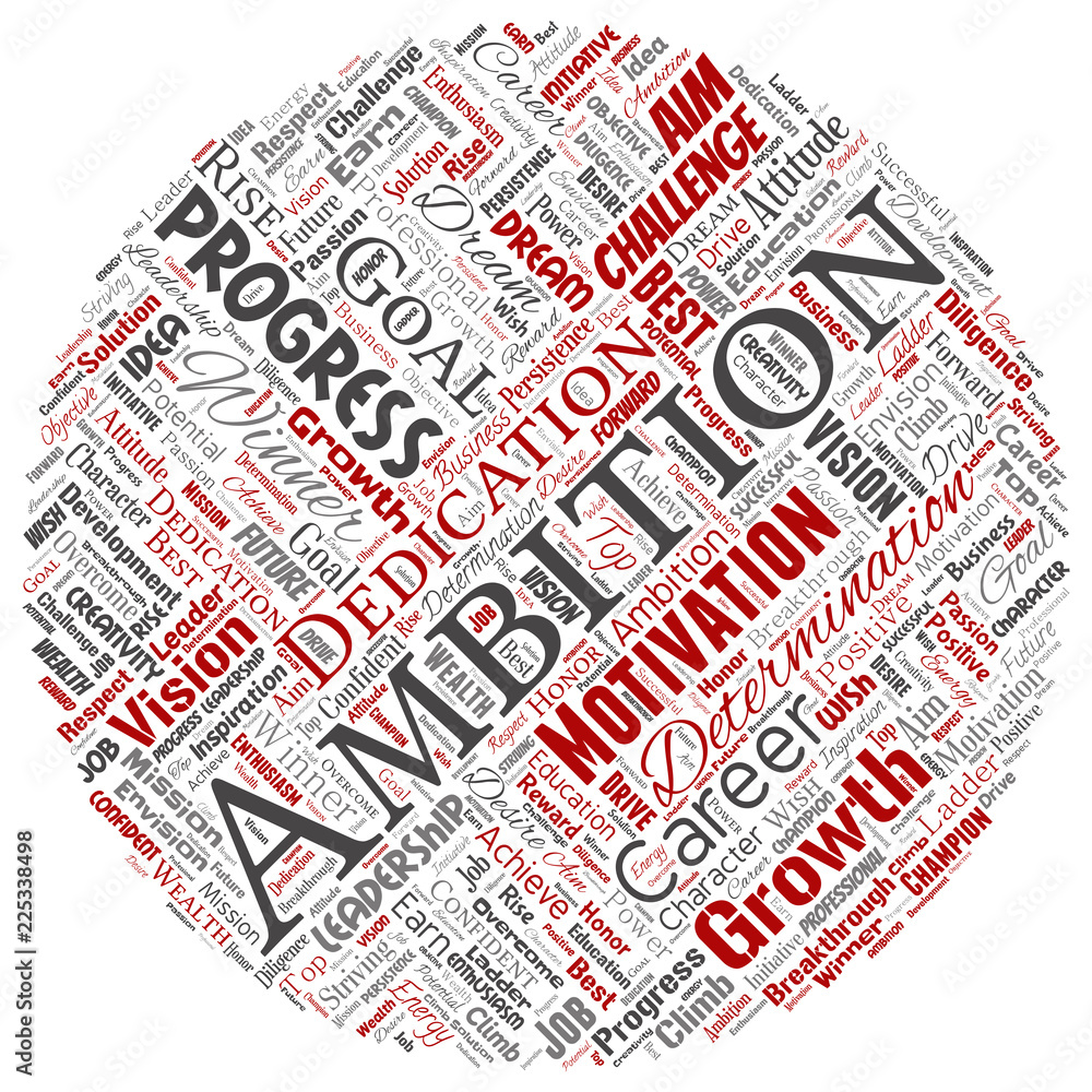 Vector conceptual leadership ambition or motivation round circle red ...