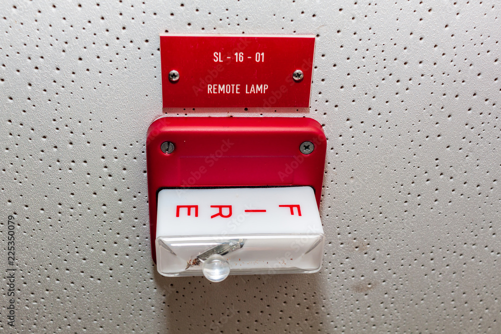 Red Fire alarm switch on the wall next to the door,Fire alarm switch ...