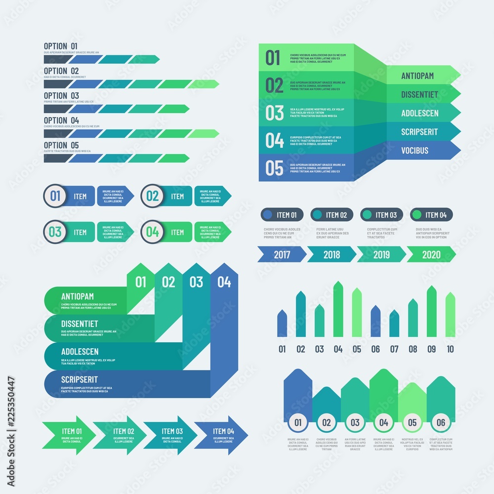 Infographic elements. Modern graphs investment charts info diagrams ...