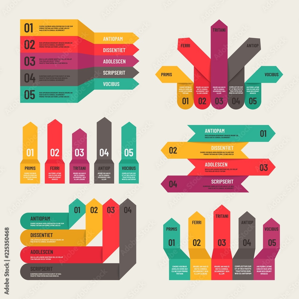 Origami infographic. Workflow layout diagram, number options, web ...