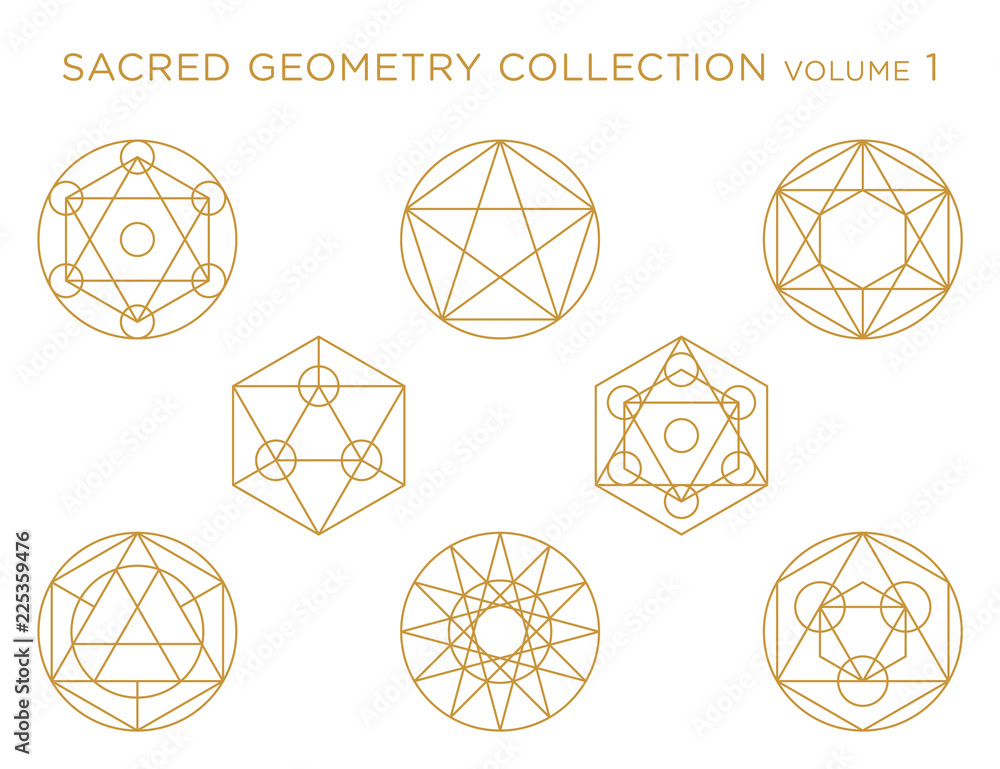 Sacred Geometry Vector Collection - Golden isolated on white Stock ...