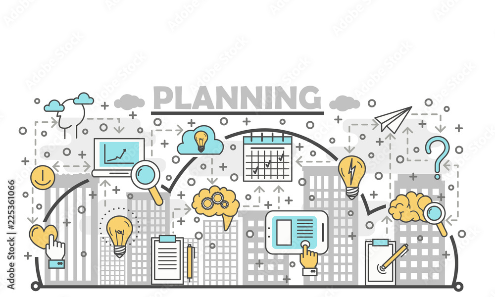 Vector thin line planning poster banner template Stock Vector | Adobe Stock