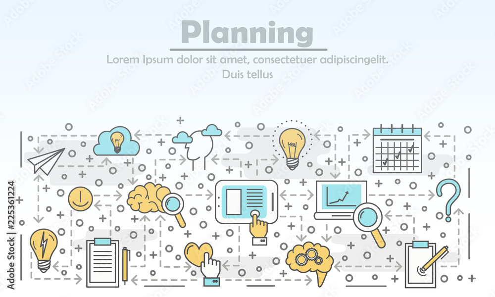 Vector thin line planning poster banner template Stock Vector | Adobe Stock