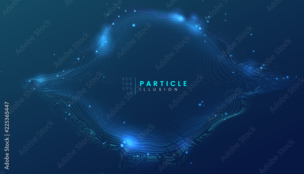 Dark blue abstract particle dynamic background, can be used for ...
