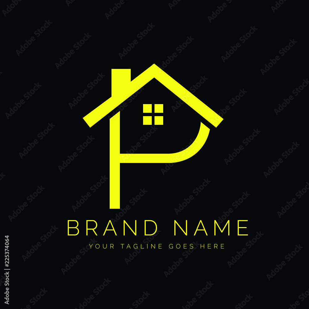 Modern Minimal Real Estate Letter P Logo Design With a House Icon Stock ...