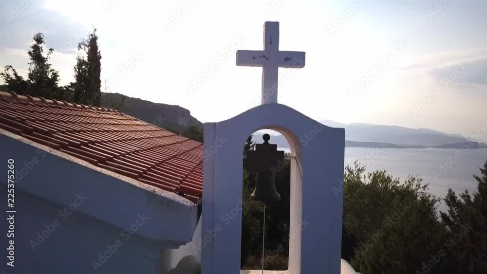 Revealing the church tower of the Holy Church of Agia Eleni in Parga ...