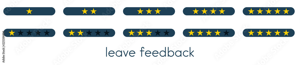 Leave feedback. Vote scale with blue buttons with gold stars. Stock ...