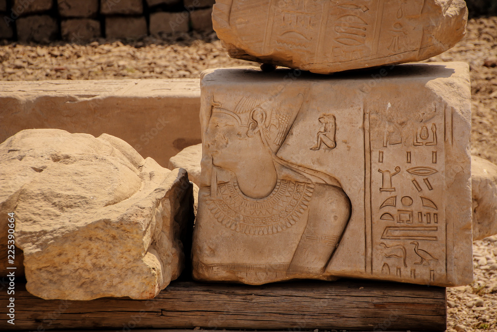 The ruins of the beautiful ancient temple of Dendera or Hathor Temple ...