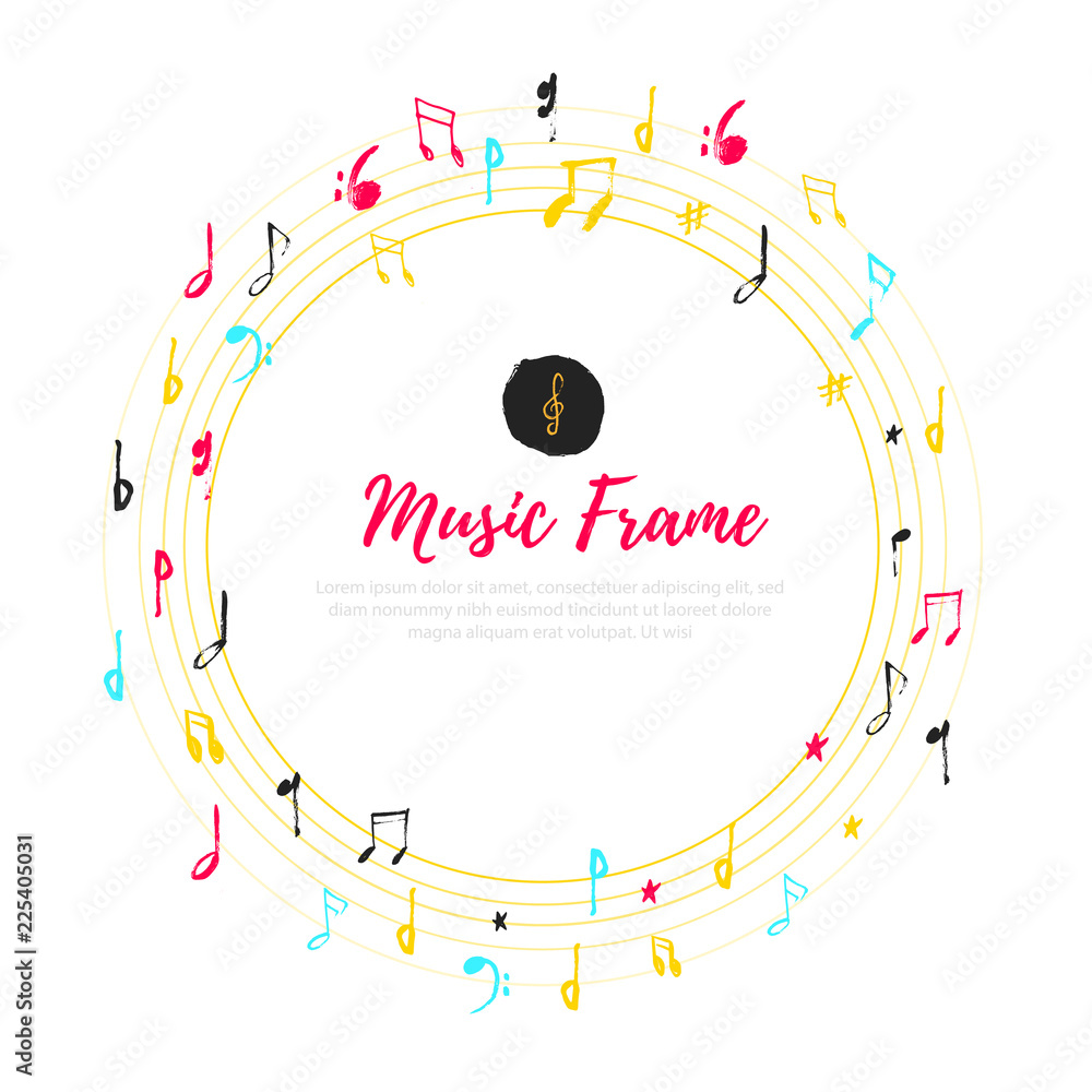Music notes shape path. Modern colorful abstract musical background ...