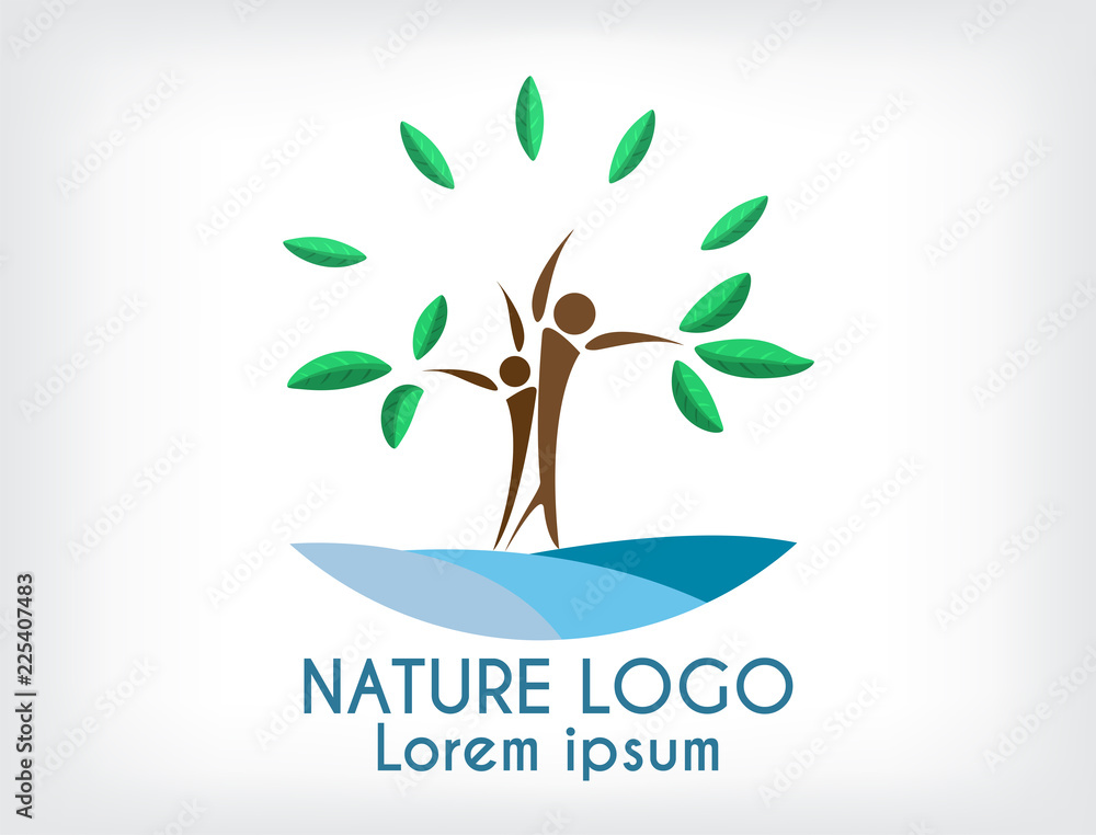Vector logo and vibrant nature.And design and cooperation reforestation ...