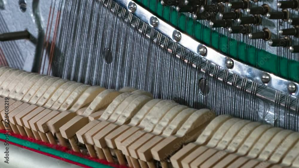 Internal Piano Mechanism. Piano hammers covered with soft felt ...