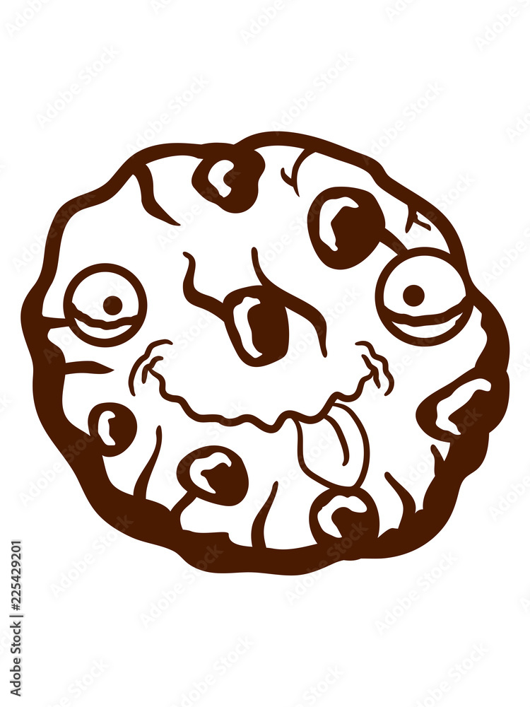 crazy verrückt gesicht lustig comic cartoon cookie keks schoko lecker ...