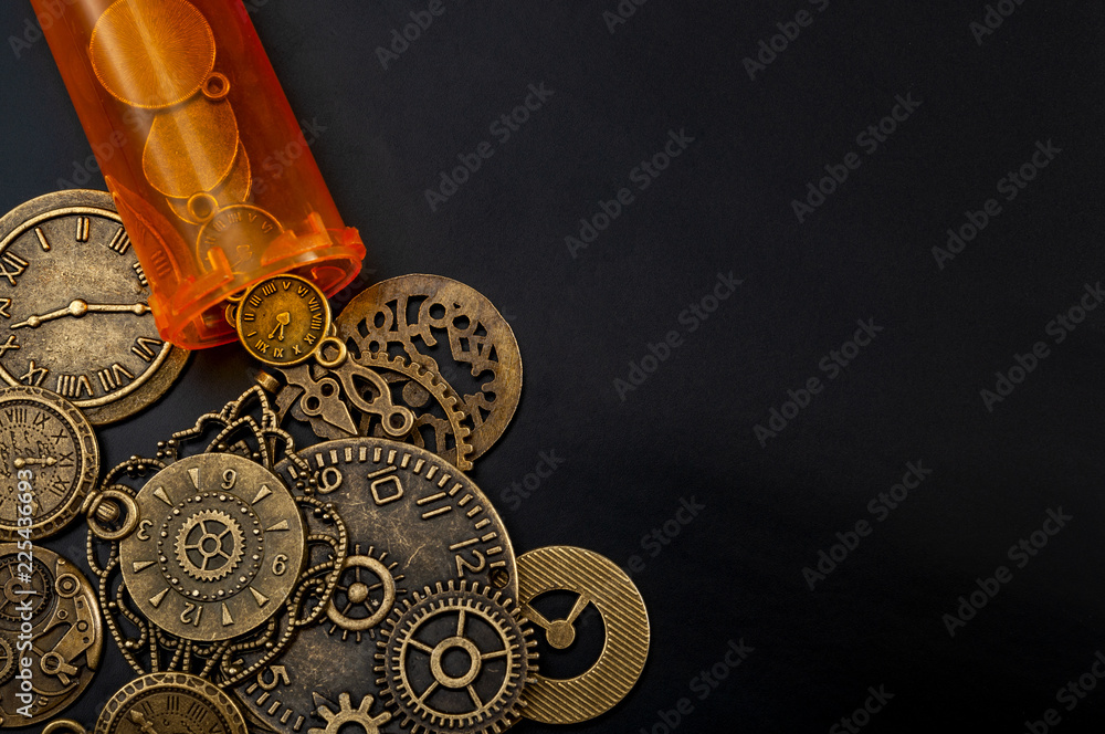 Time cures everything or time heals every pain concept with a bottle of ...