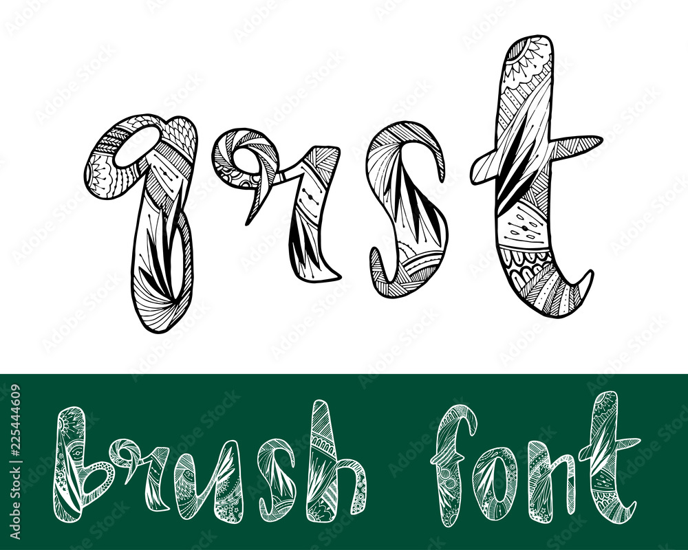 Zentangle stylized vector alphabet. Hand drawn letters. Letters of the ...