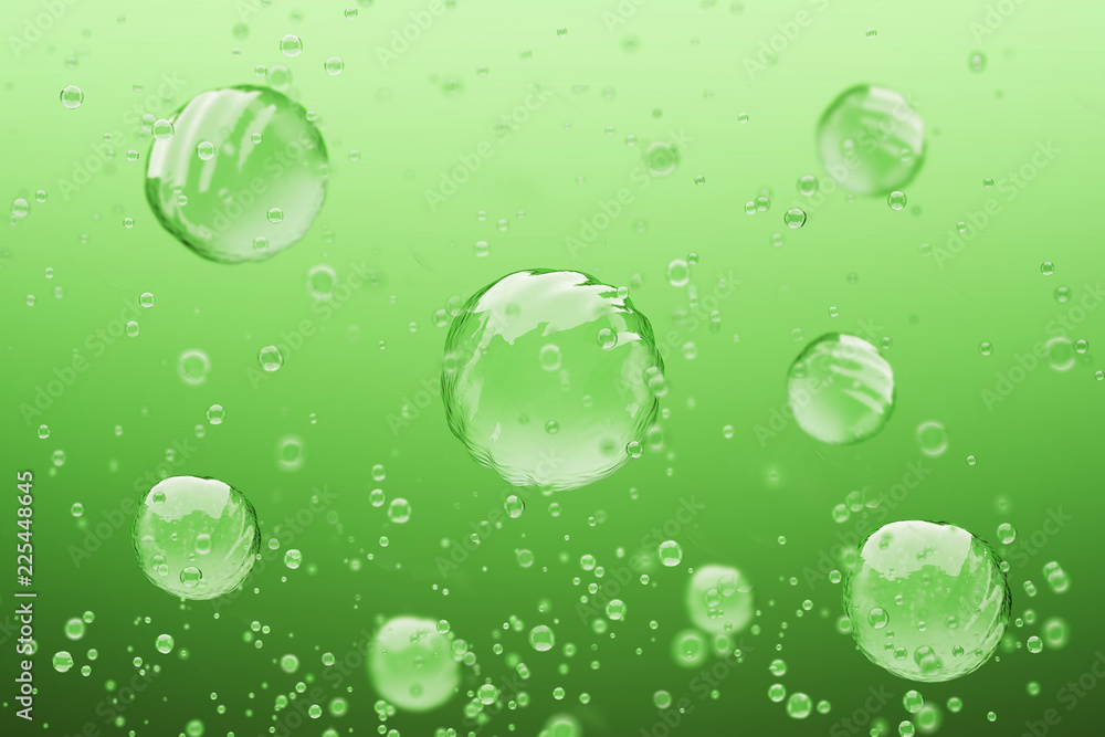 Water molecules on a green background. The concept of Microbiology ...