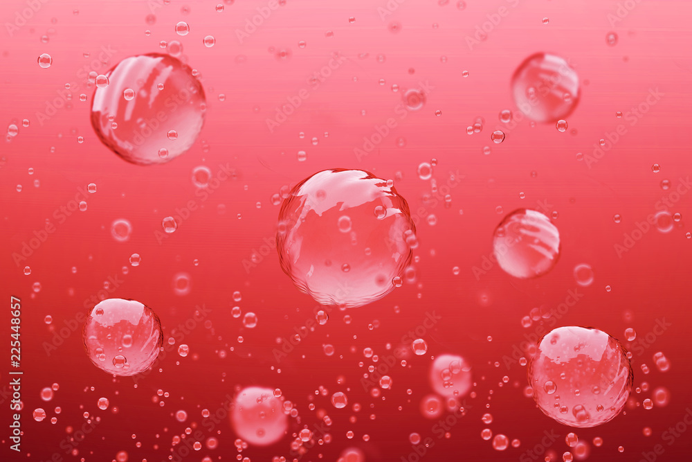 Water molecules on red . The concept of Microbiology. Science. 3D ...