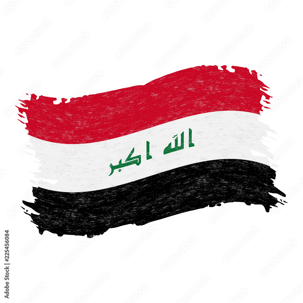Flag of Iraq, Grunge Abstract Brush Stroke Isolated On A White ...