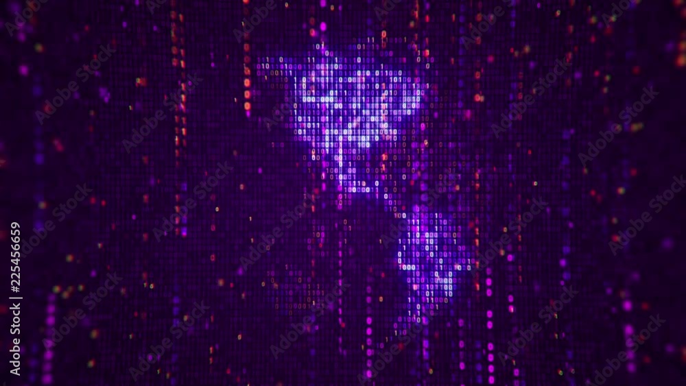 Vidéo Stock Abstract Background With Animation Flickering Binary Digits And Earth Symbol