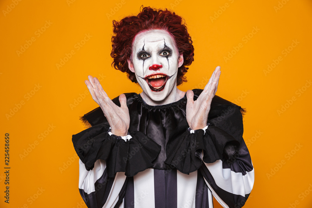 Funny clown looking camera with happiness isolated Stock Photo | Adobe ...