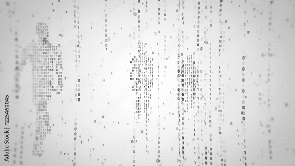 Abstract background with animation flickering binary digits and earth ...