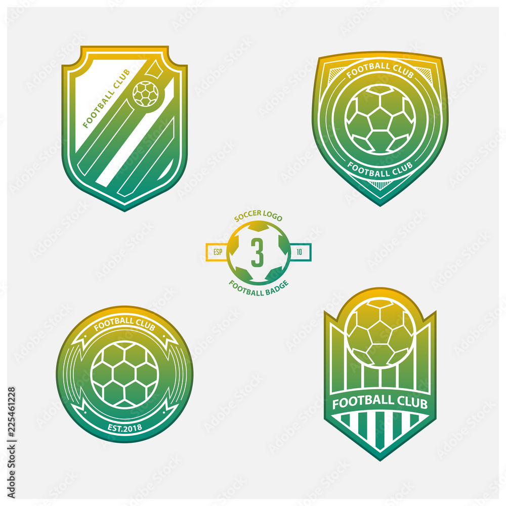 Set of football or soccer crests and logos. Soccer badges in flat ...