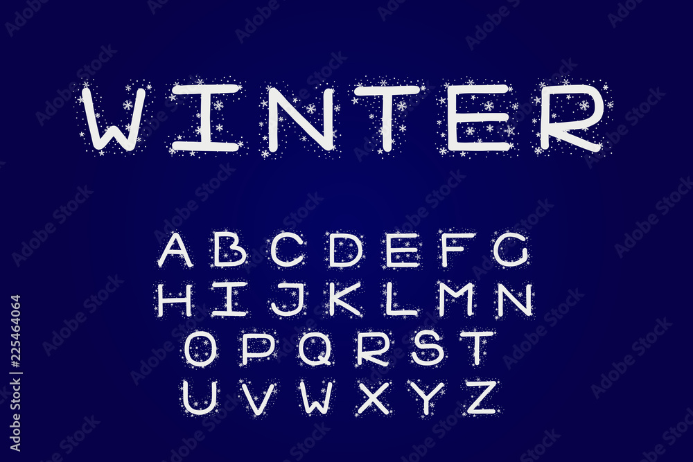 Alphabet winter design. Typeface clip art, line style. English letters ...